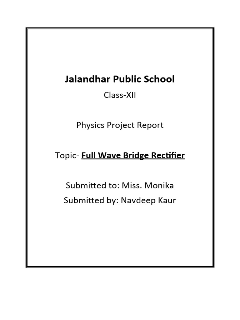 Physics Project-1 - 210726982617571471 | PDF | Rectifier | Direct Current