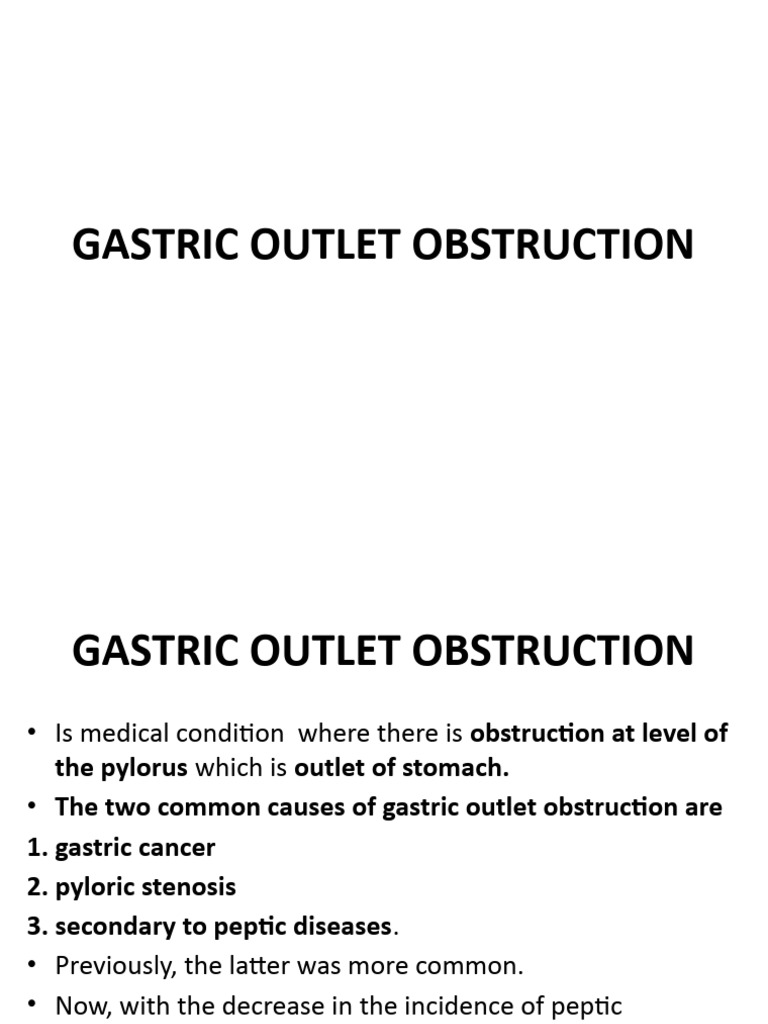 Gastric Outlet Obstruction Overview | PDF | Stomach | Organ (Anatomy)