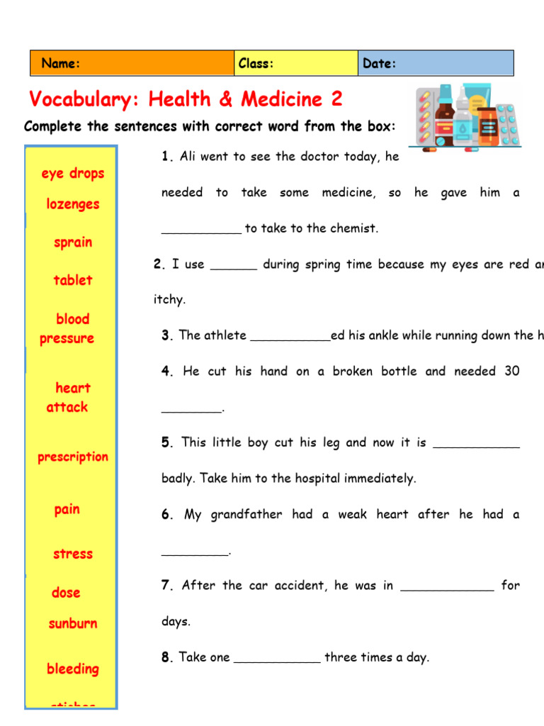 Vocabulary Health and Medicine 2 Information Gap Activities - 124562 ...