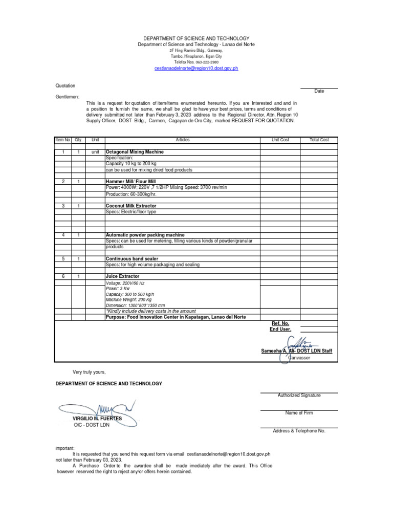 FIC-Price Quotation | PDF | Manufactured Goods
