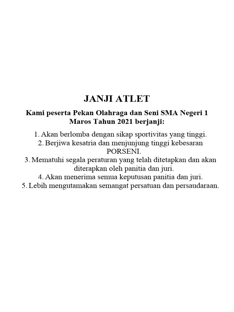 Janji Wasit Juri Dan Janji Atlet | PDF | Olahraga & Rekreasi