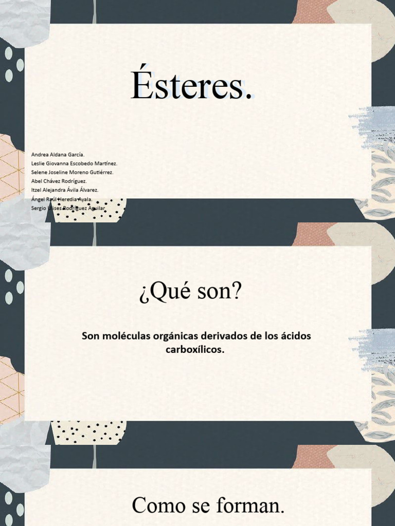 Ésteres: Propiedades y Aplicaciones | PDF | Ester | Ácido carboxílico