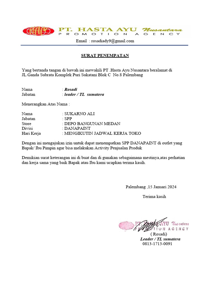 Surat Tugas Sukarno Ali | PDF Surat Tugas Sukarno Ali | PDF