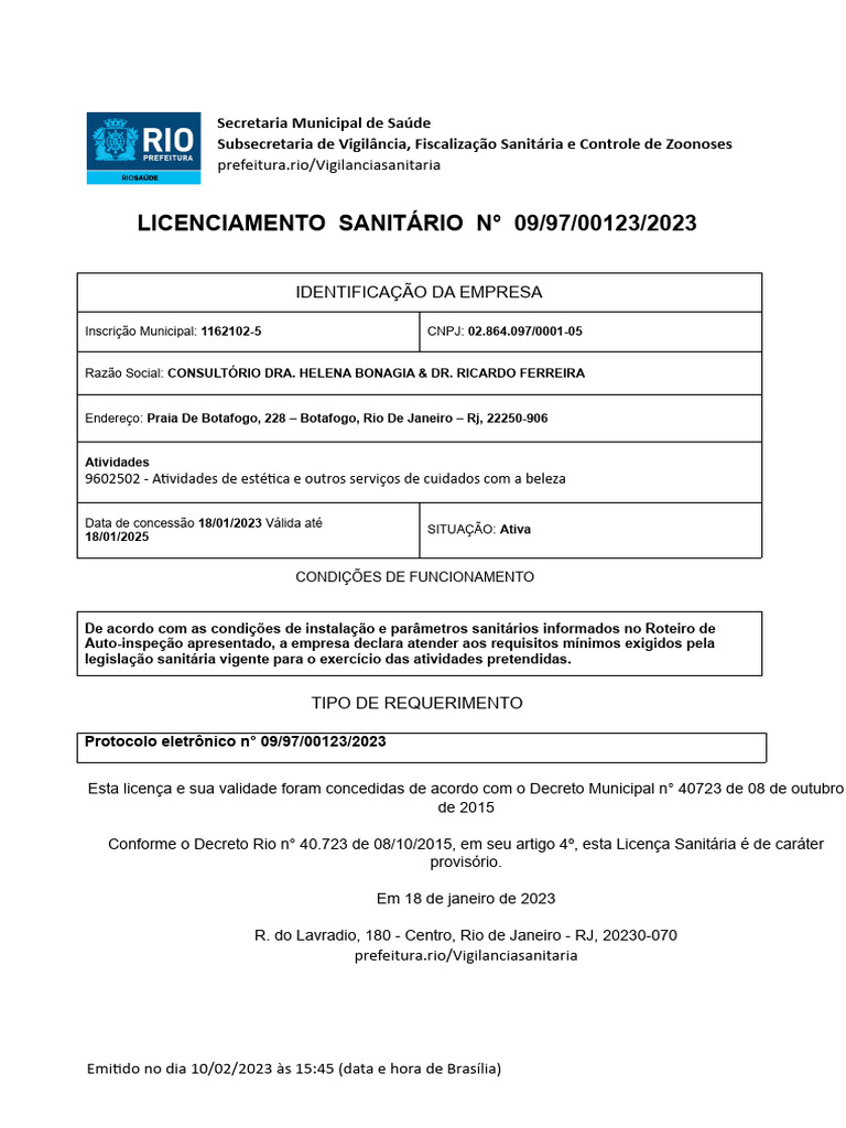 Licença Sanitaria | PDF Licença Sanitaria | PDF