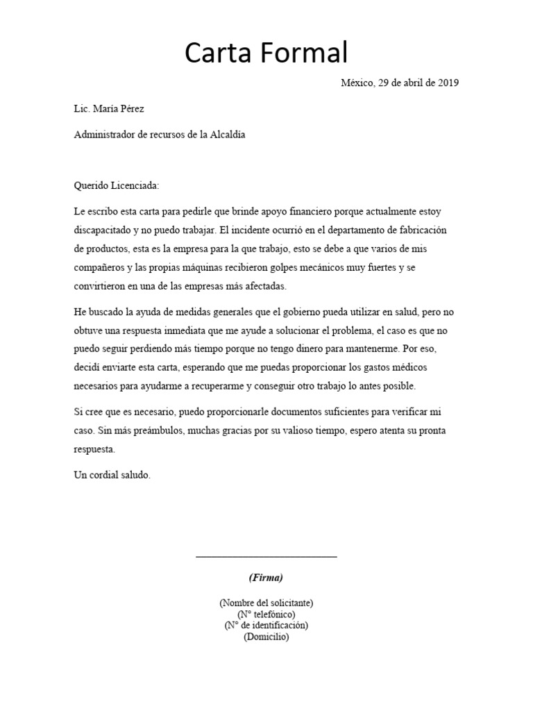 Ejemplo Carta Formal | PDF