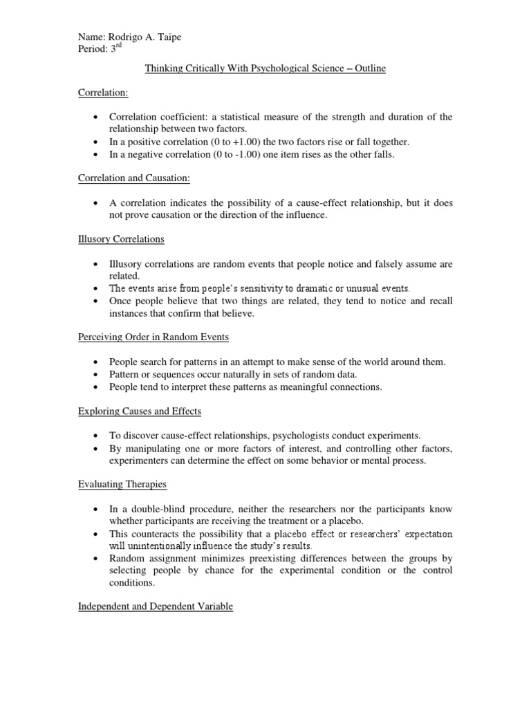 Thinking Critically With Psychological Science – Outline | Correlation ...