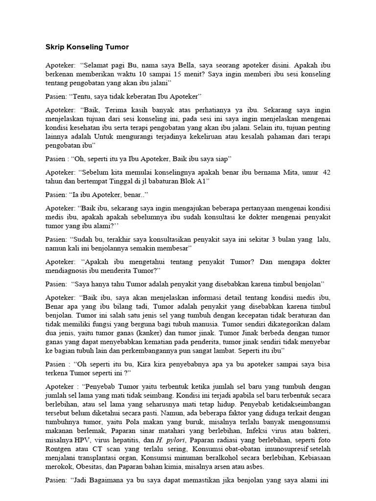 Skrip Konseling Tumor | PDF
