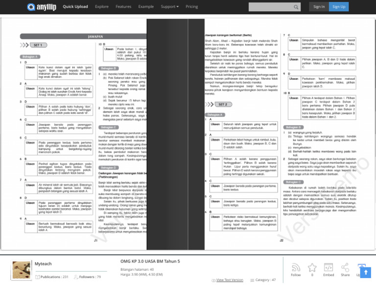 OMG KP 3.0 UASA BM Tahun 5 - Myteach Flip PDF A | PDF