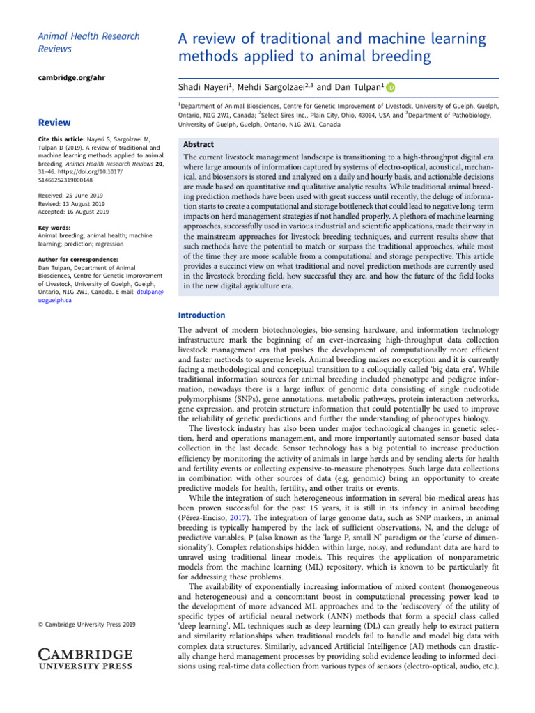 ML Application in Animal Breeding | PDF | Support Vector Machine ...