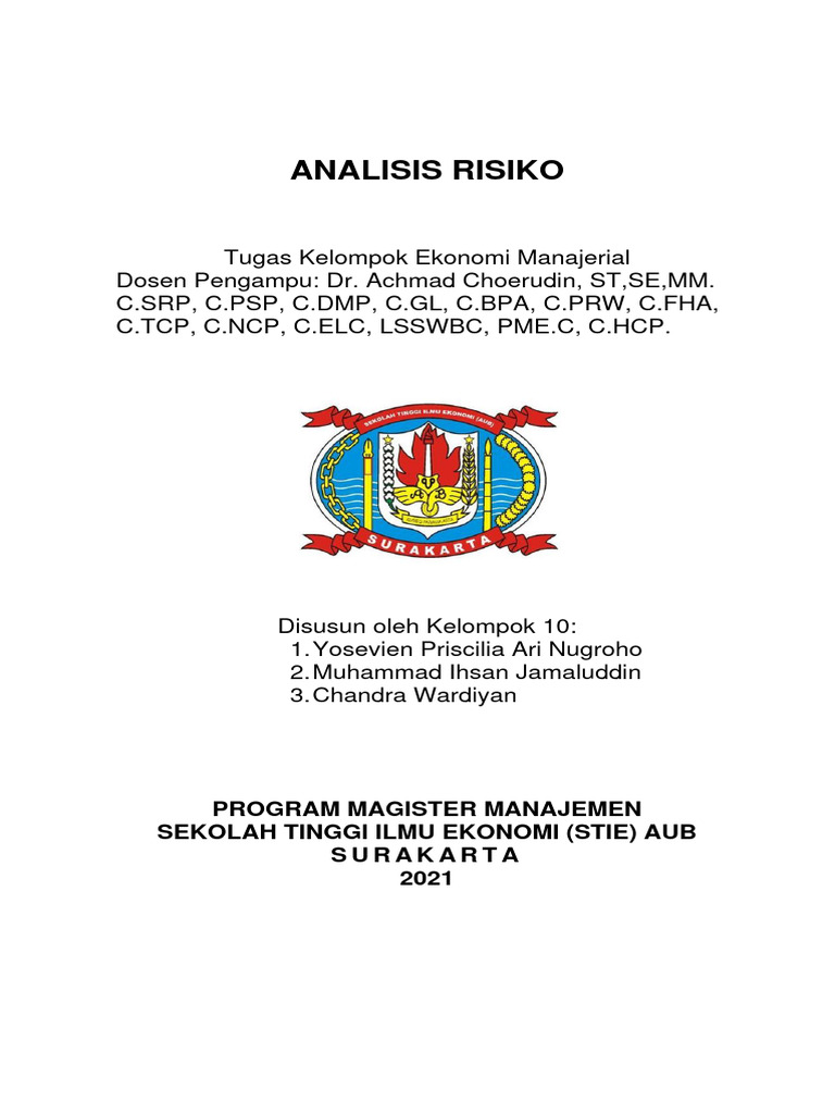Makalah Analisis Risiko - Kelompok10 | PDF