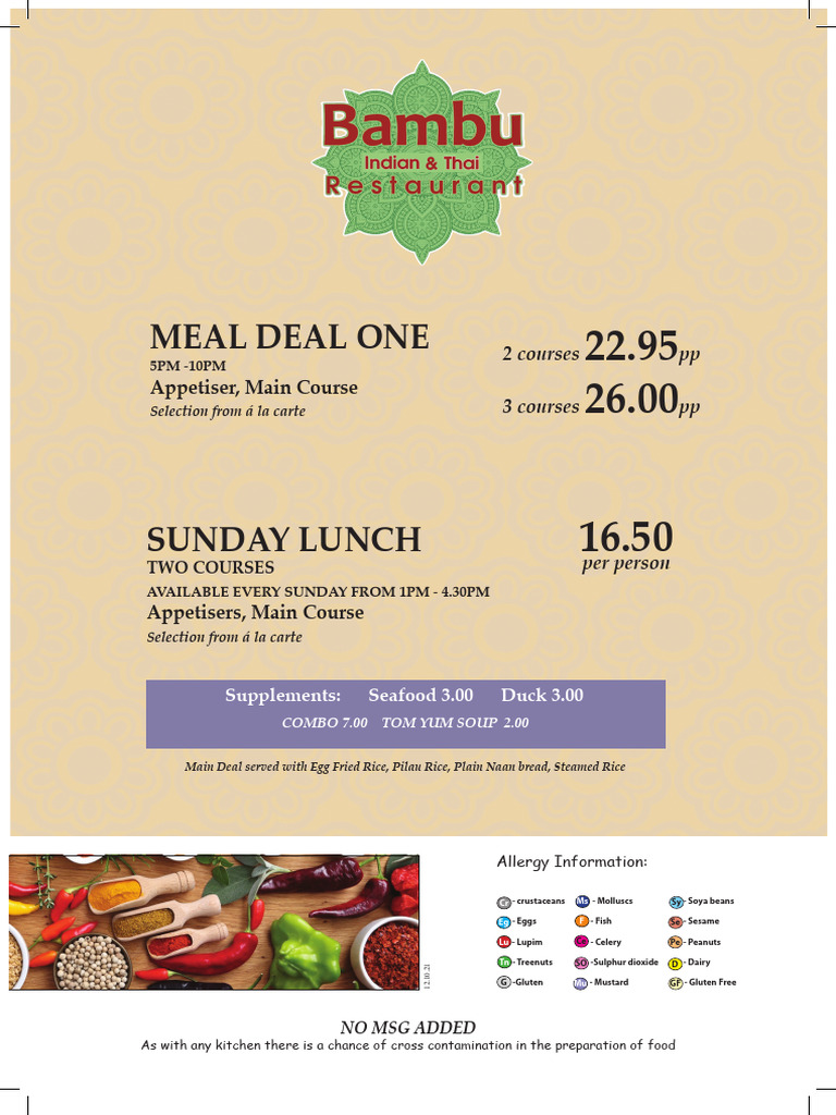 Bambu Menu 2022 | PDF | Curry | Indian Cuisine