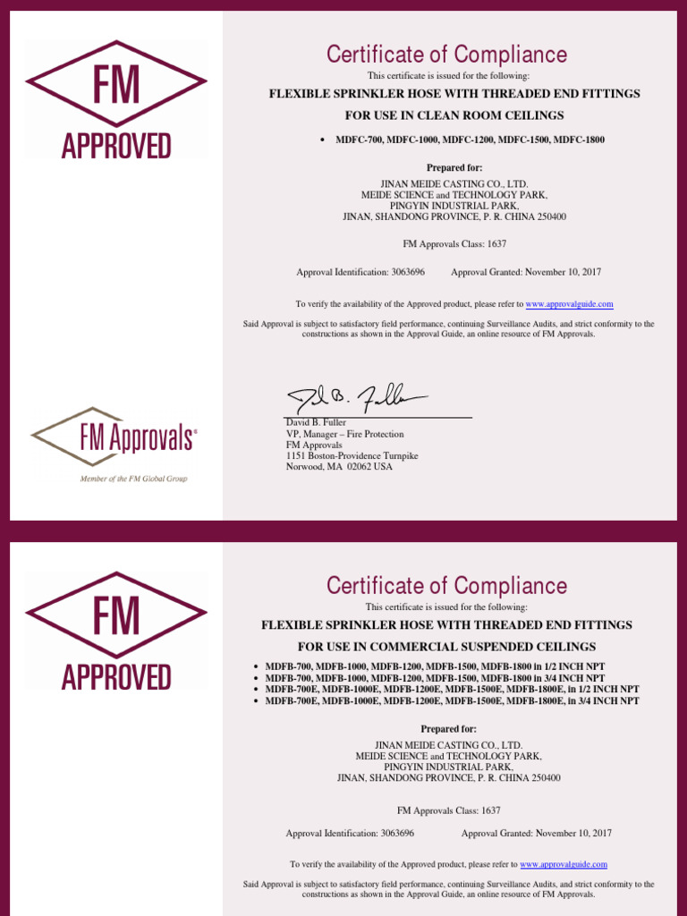 Compliance Certificate for Sprinkler Hoses | PDF | Plumbing | Building ...
