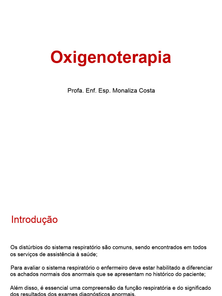Aula Oxigenoterapia | PDF | Sistema circulatório | Pulmão