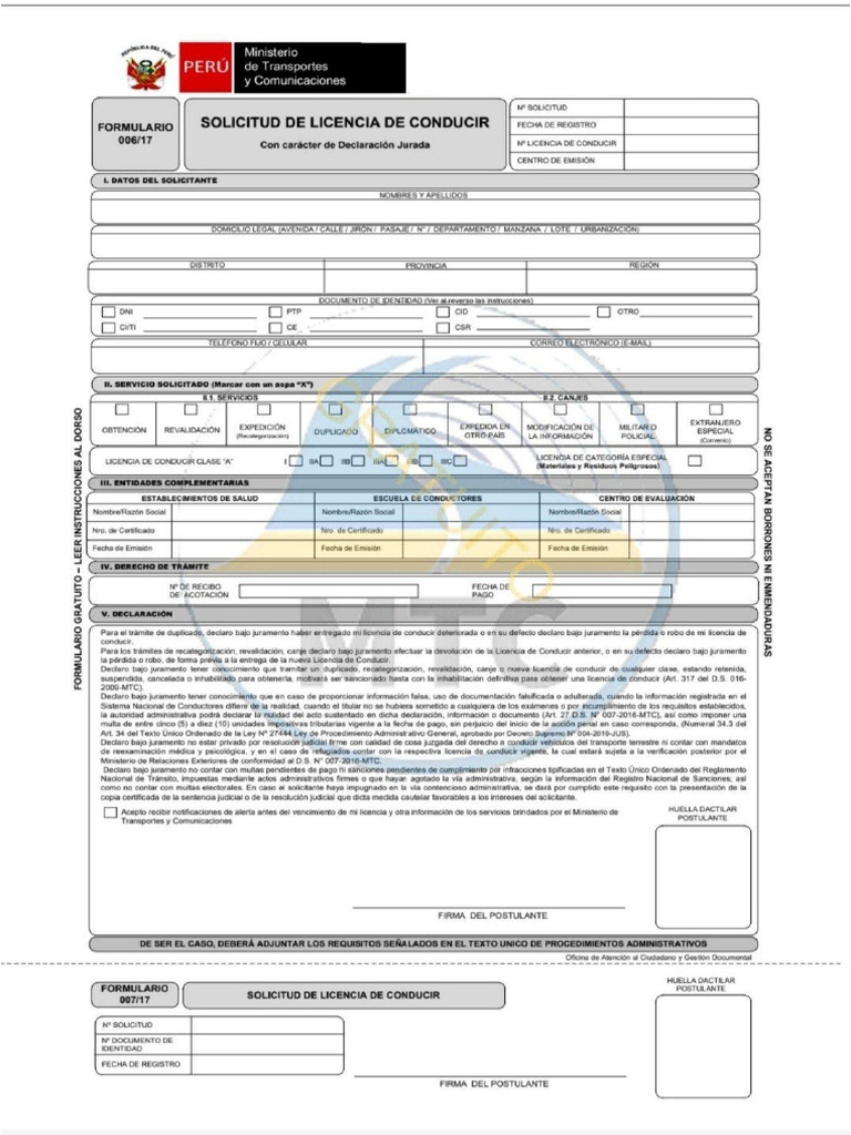 Solicitud de Tramite Mtc. | PDF