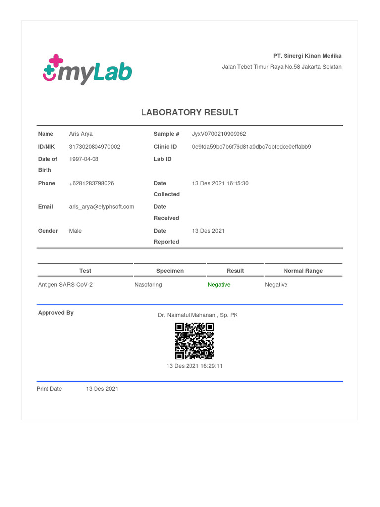 Contoh Surat Antigen | PDF