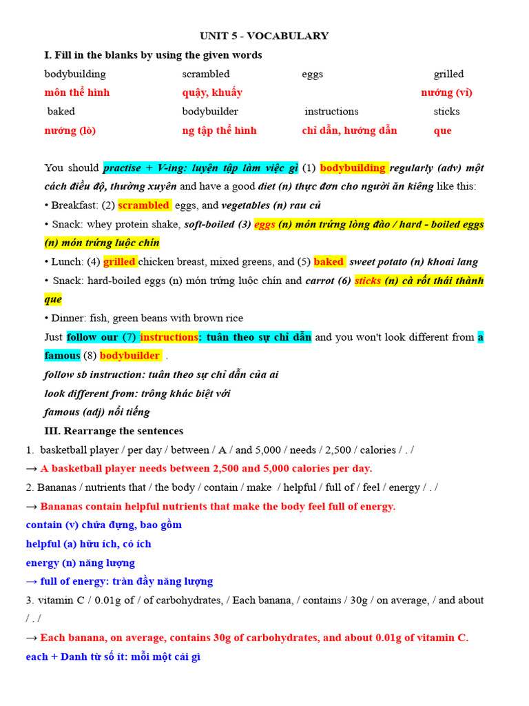 Key Unit 5 - Vocabulary | PDF