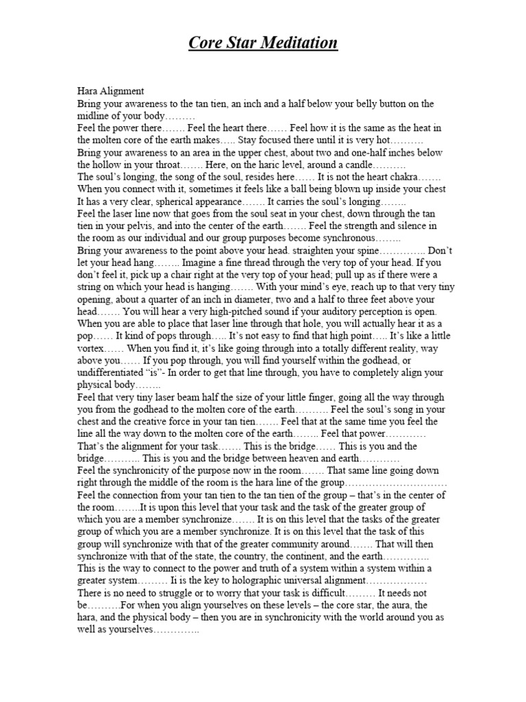 Core Star Meditation | PDF | Religious Belief And Doctrine