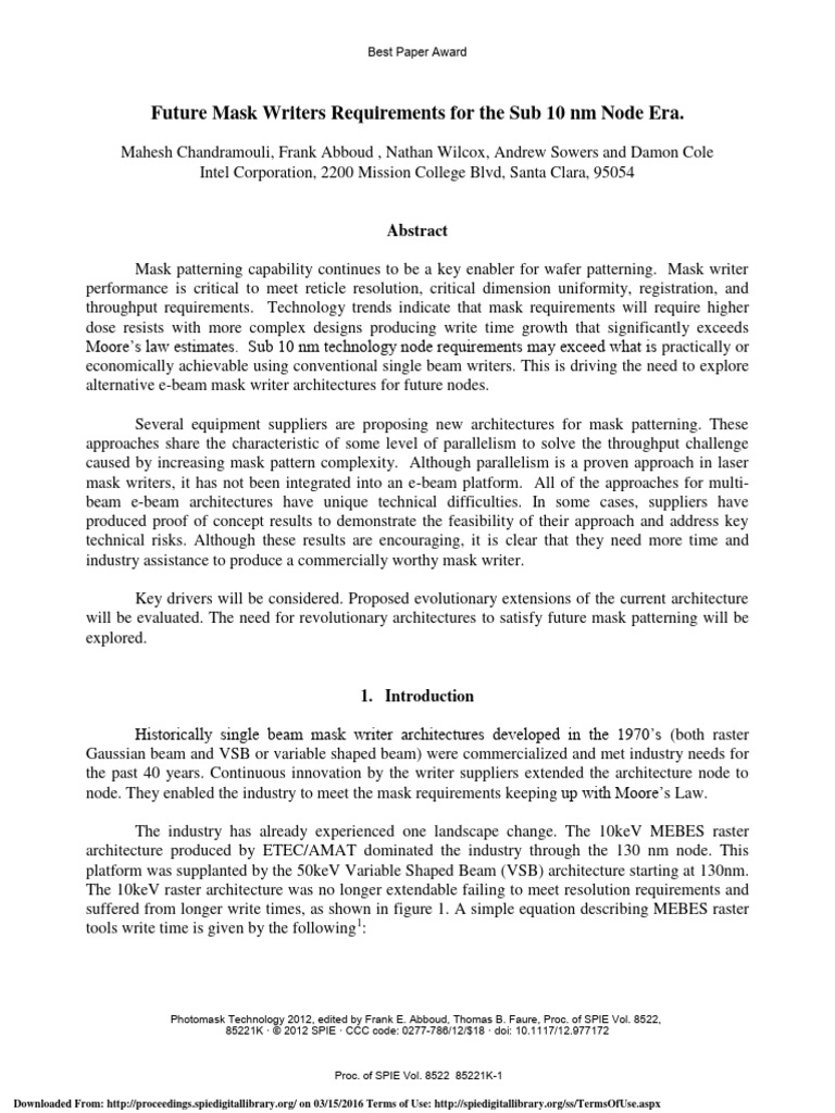 Mask Writer Innovations for Sub 10 nm Nodes | PDF | Photolithography ...