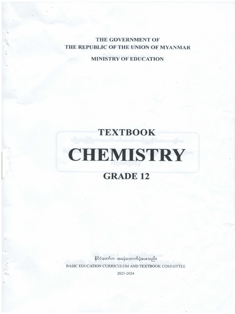 Grade (12) Chemistry (Myanmar) | PDF | Ionic Bonding | Ion