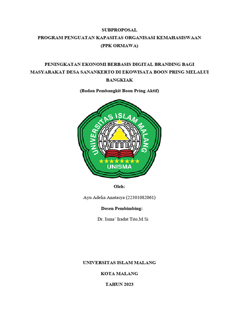 Proposal PPK Ormawa Ayu Adelia Anatasya | PDF | Bisnis