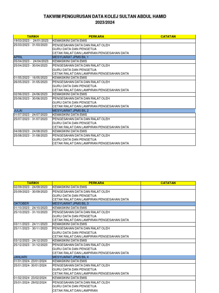 Takwim Ksah 2324 | PDF