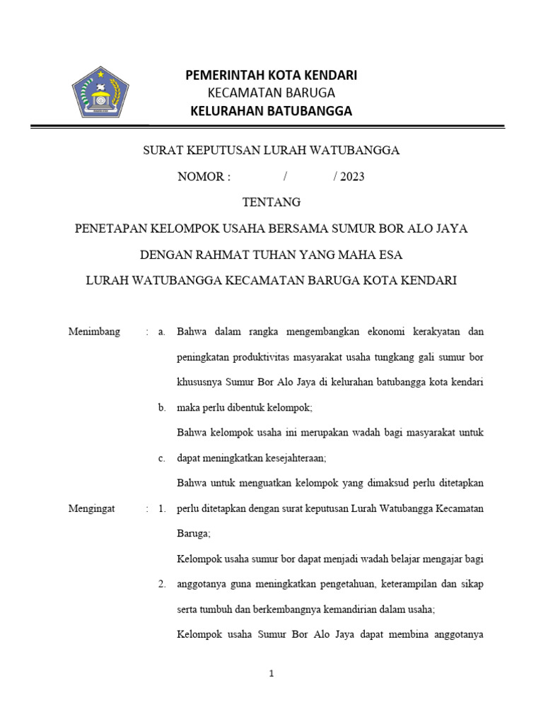 SK Lurah Watubangga | PDF