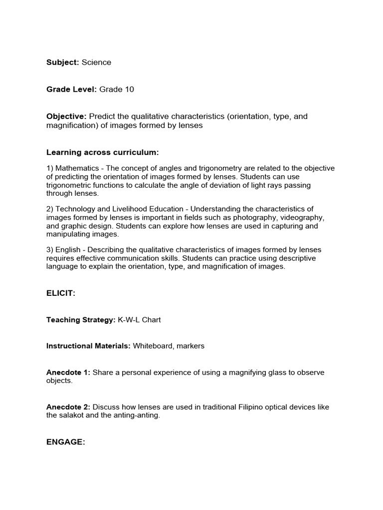 Lesson Plan | PDF | Optics | Electromagnetic Radiation