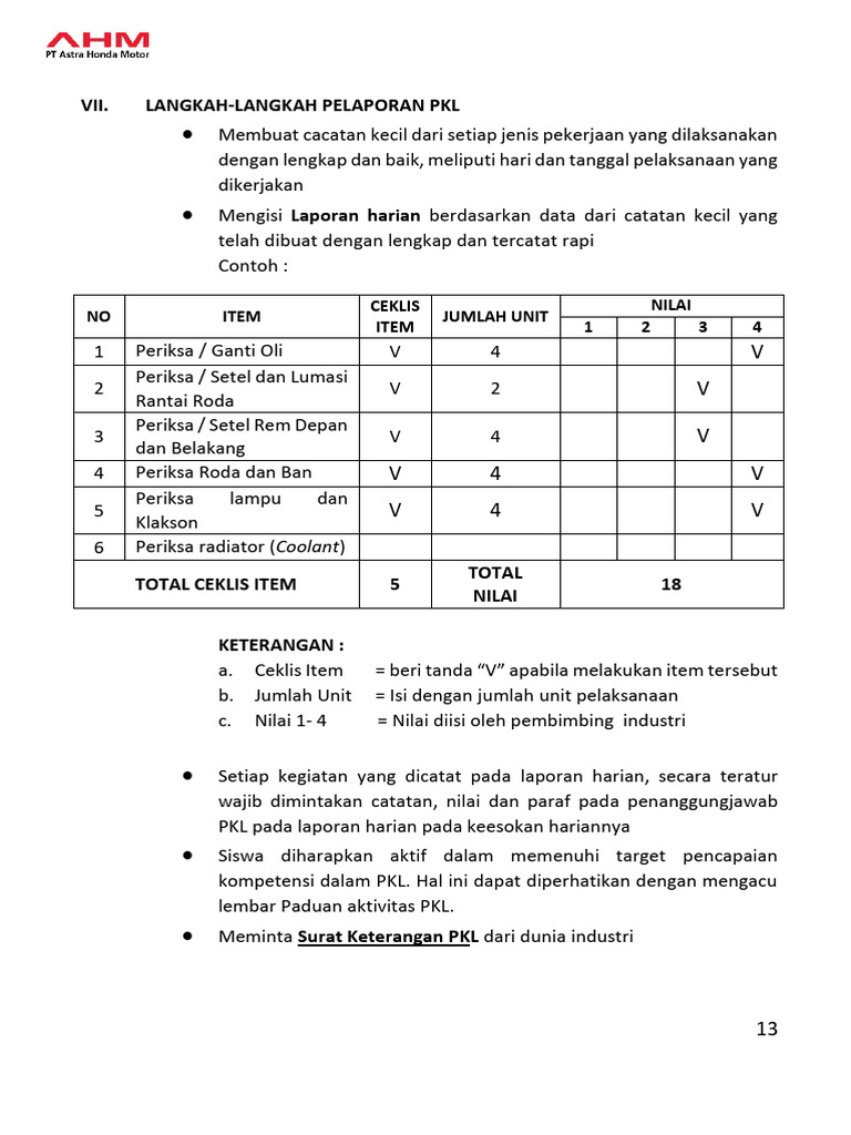 Buku Saku Praktik Kerja Lapangan (PKL) SMK Mitra Binaan Ahm (Template ...