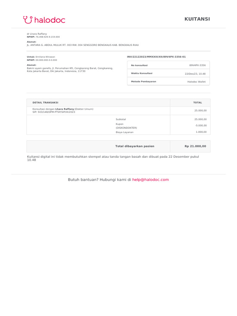 Invoice Konsul Dokter 22 - 12 - 2023 | PDF