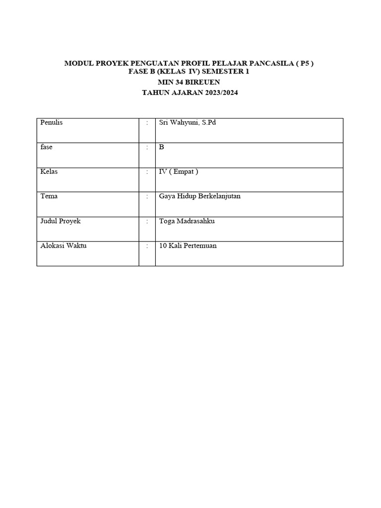 Fase B Modul Projek Gaya Hidup Berkelanjutan - APOTEK HIDUP DISEKOLAHKU | PDF