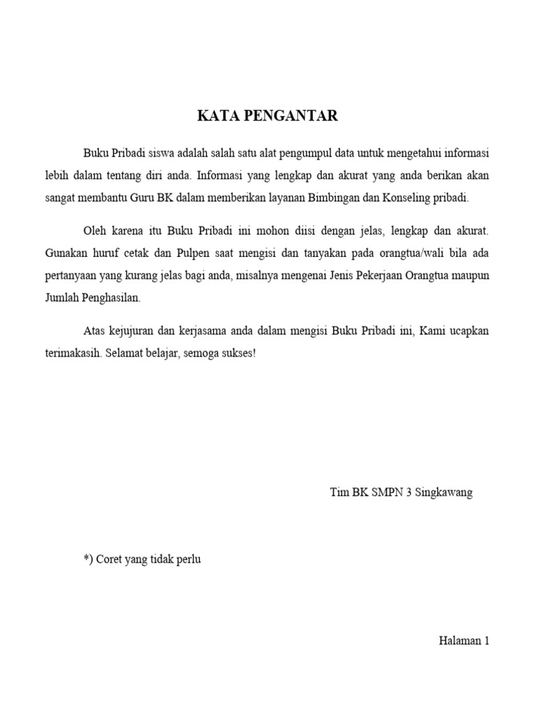 Buku Pribadi Siswa untuk BK SMP | PDF
