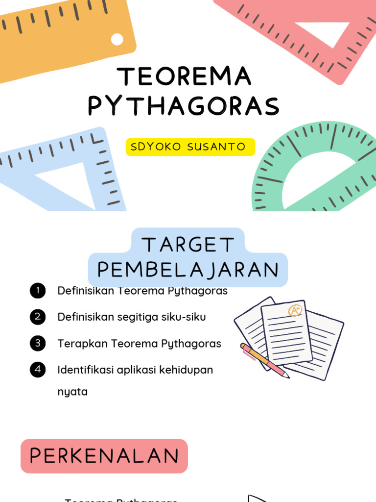 Colorful Playful Illustrative Pythagorean Theorem Education Presentation | PDF
