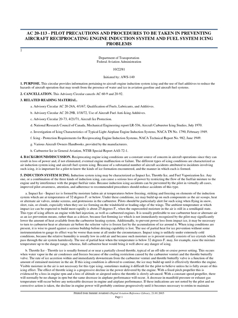 Preventing Induction System Icing | PDF | Ice | Humidity