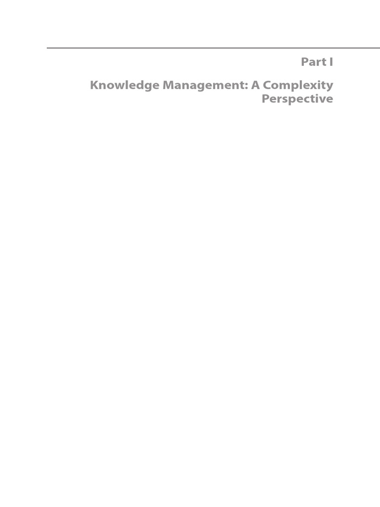 Knowledge Management: A Complexity Perspective | PDF | Self-Improvement
