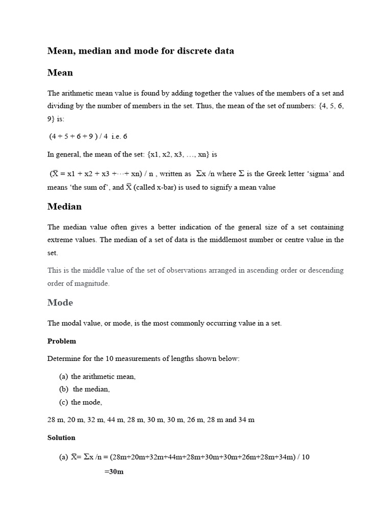 Mean, Median, and Mode Explained | PDF