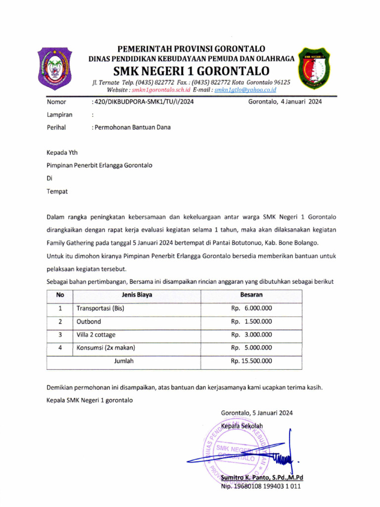 Surat Permohonan Bantuan Dana | PDF