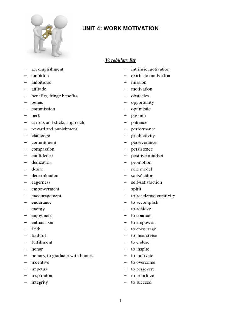 Unit 4 - Work Motivation | PDF | Motivation | Motivational