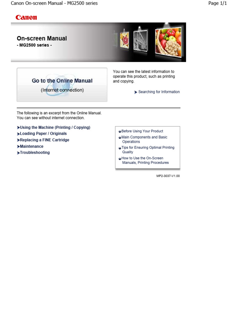 Canon On-Screen Manual - MG2500 Series | PDF | Firearms | Ballistics