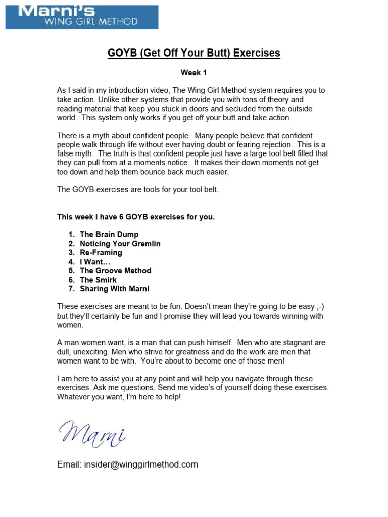 Week 1 Inner Game Exercises | PDF | Thought
