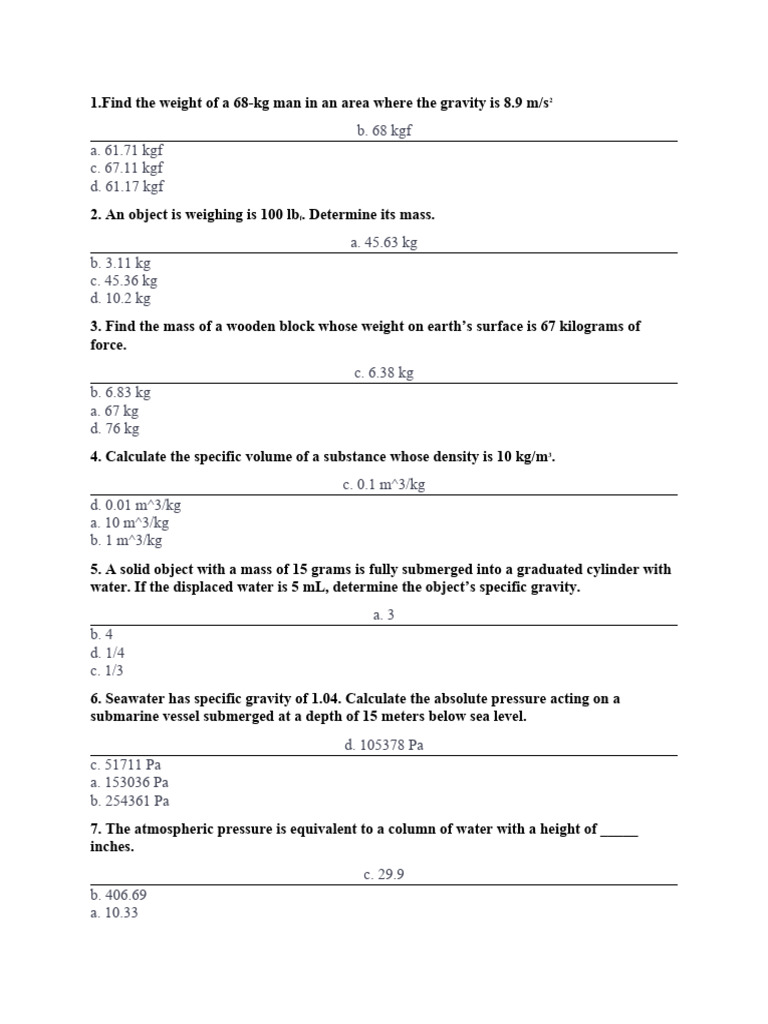 Physics and Thermodynamics Quiz | PDF | Heat | Gases