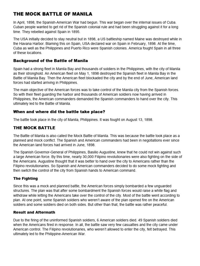 THE MOCK BATTLE OF MANILA | PDF