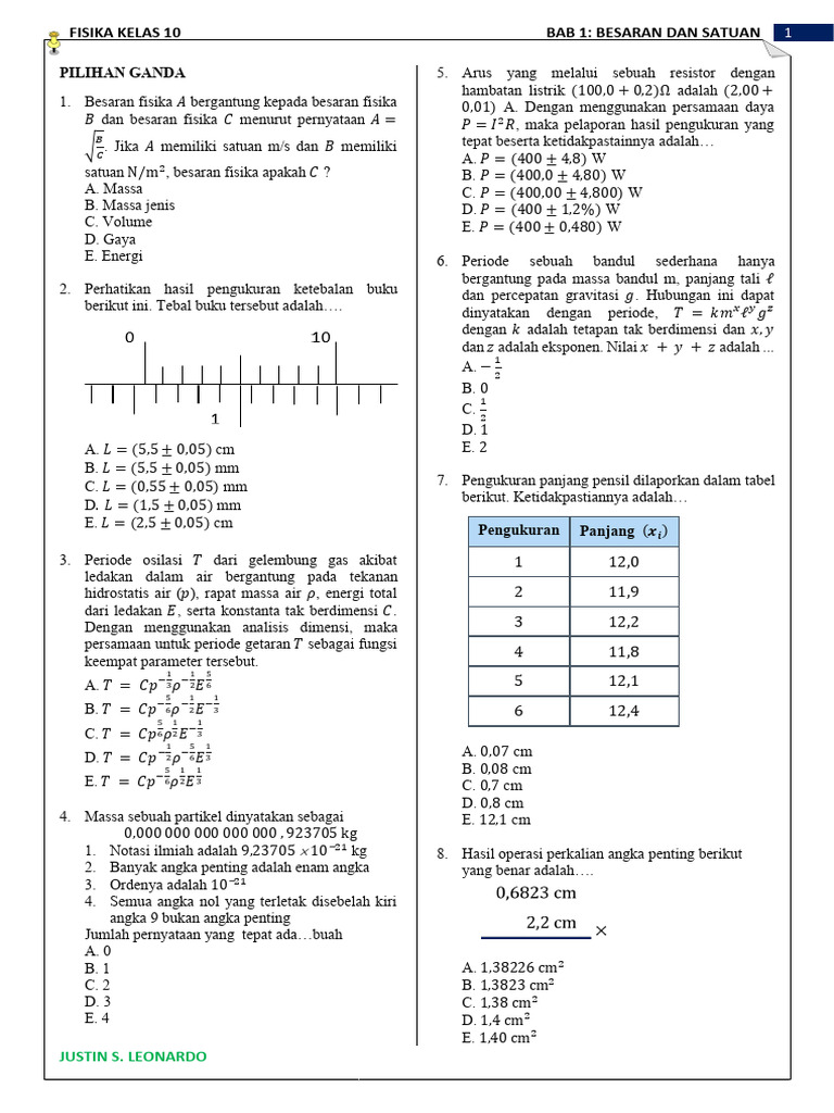 Latihan Besaran Satuan Dan Dimensi | PDF Latihan Besaran Satuan Dan Dimensi | PDF