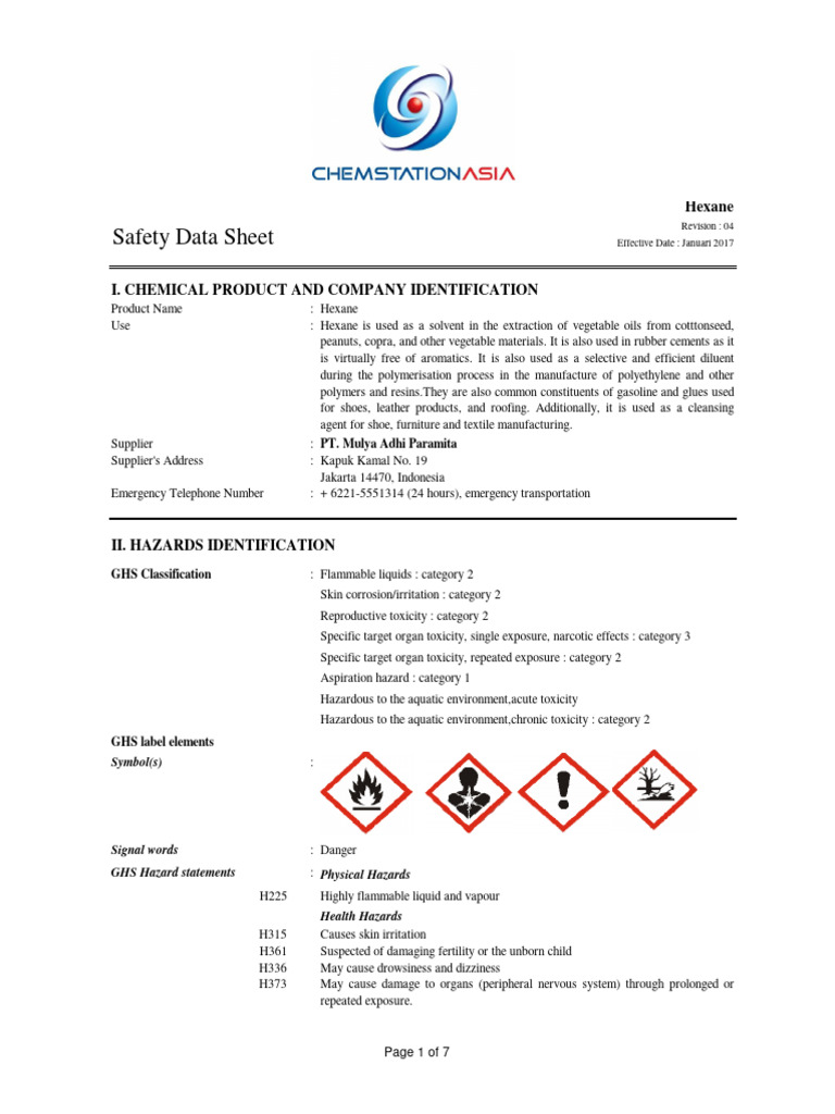 2b. SDS Hexane (English) Rev.04 | PDF
