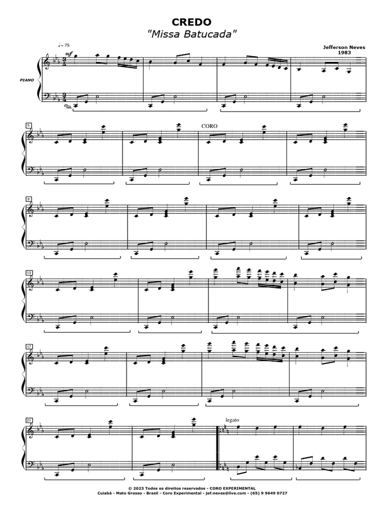 Credo - Piano - Missa Batucada | PDF