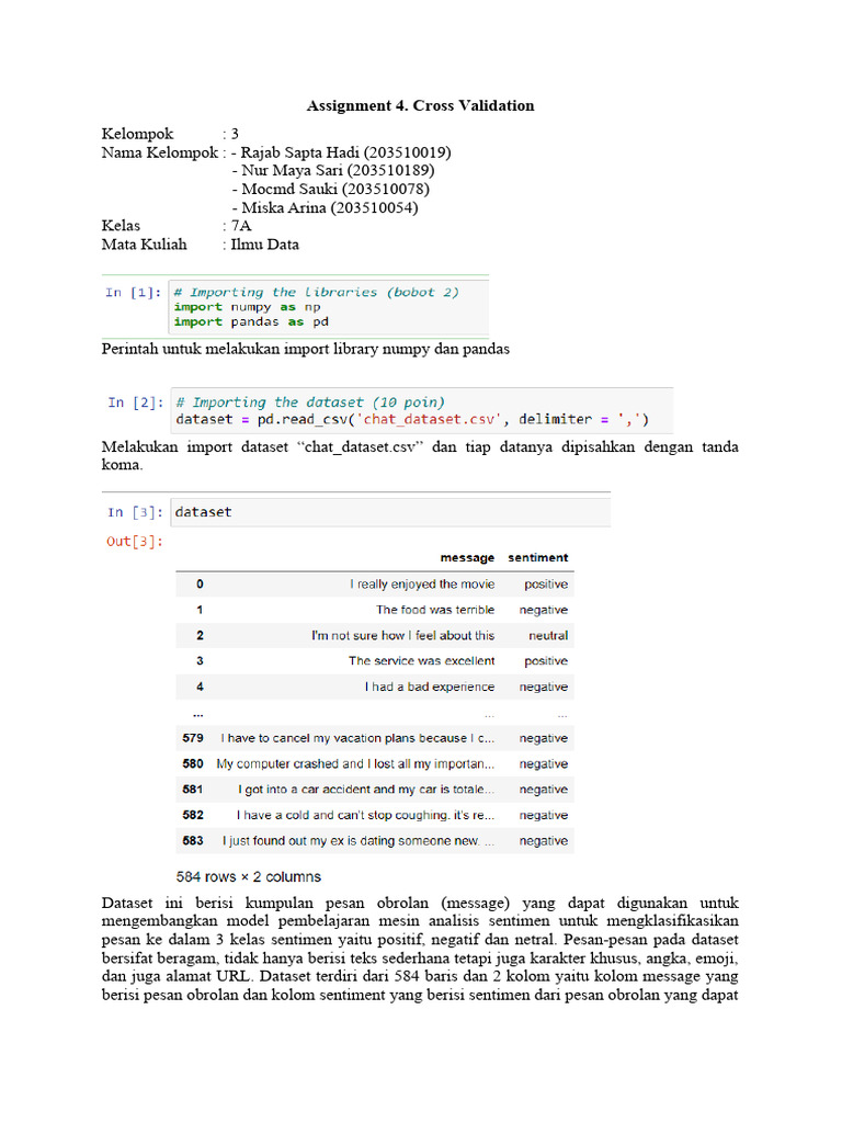 Kelompok 3 7A Tugas 4 Cross Validation IlmuData | PDF