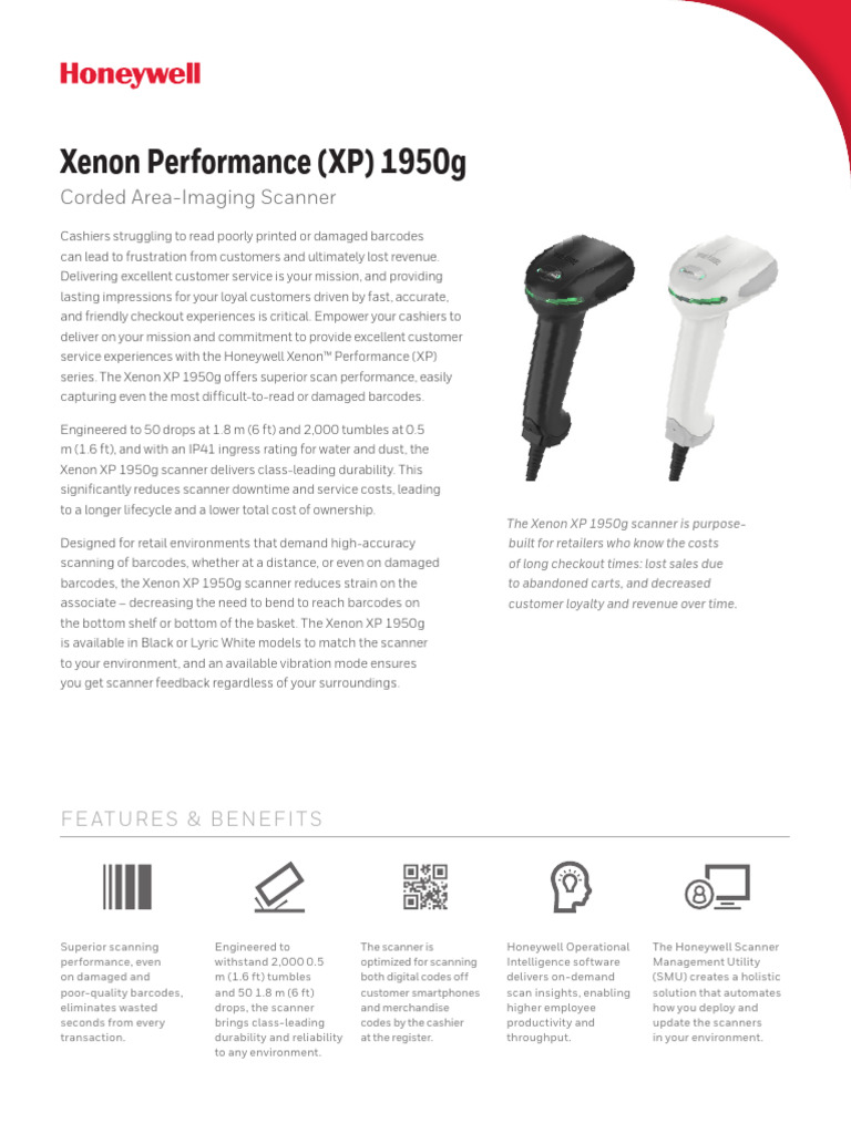 Xenon Performance (XP) 1950g: Corded Area-Imaging Scanner | PDF