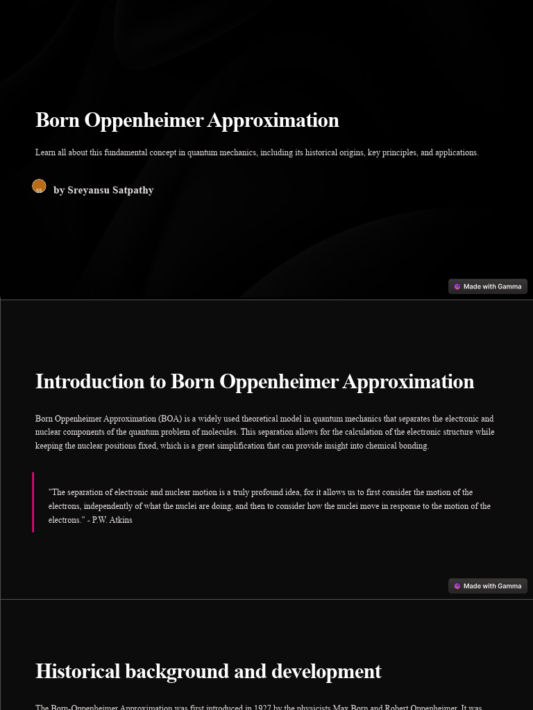 Born Oppenheimer Approximation | PDF | Computational Chemistry | Molecules