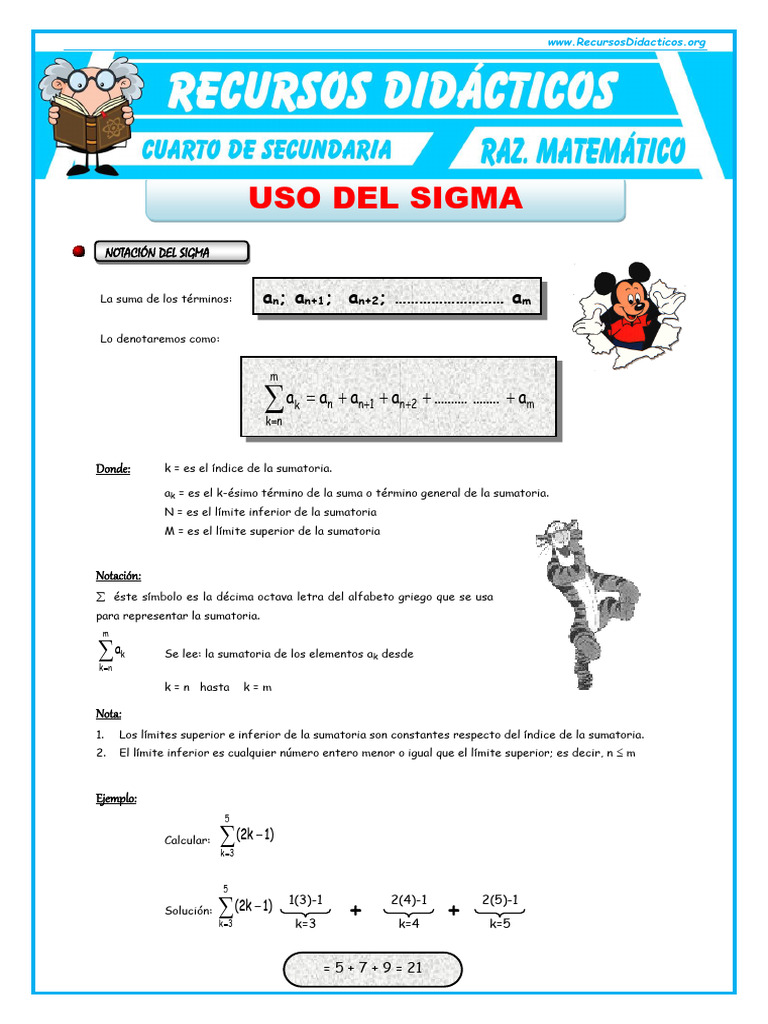 Uso de Sigma para Cuarto de Secundaria | PDF | Suma | Aritmética