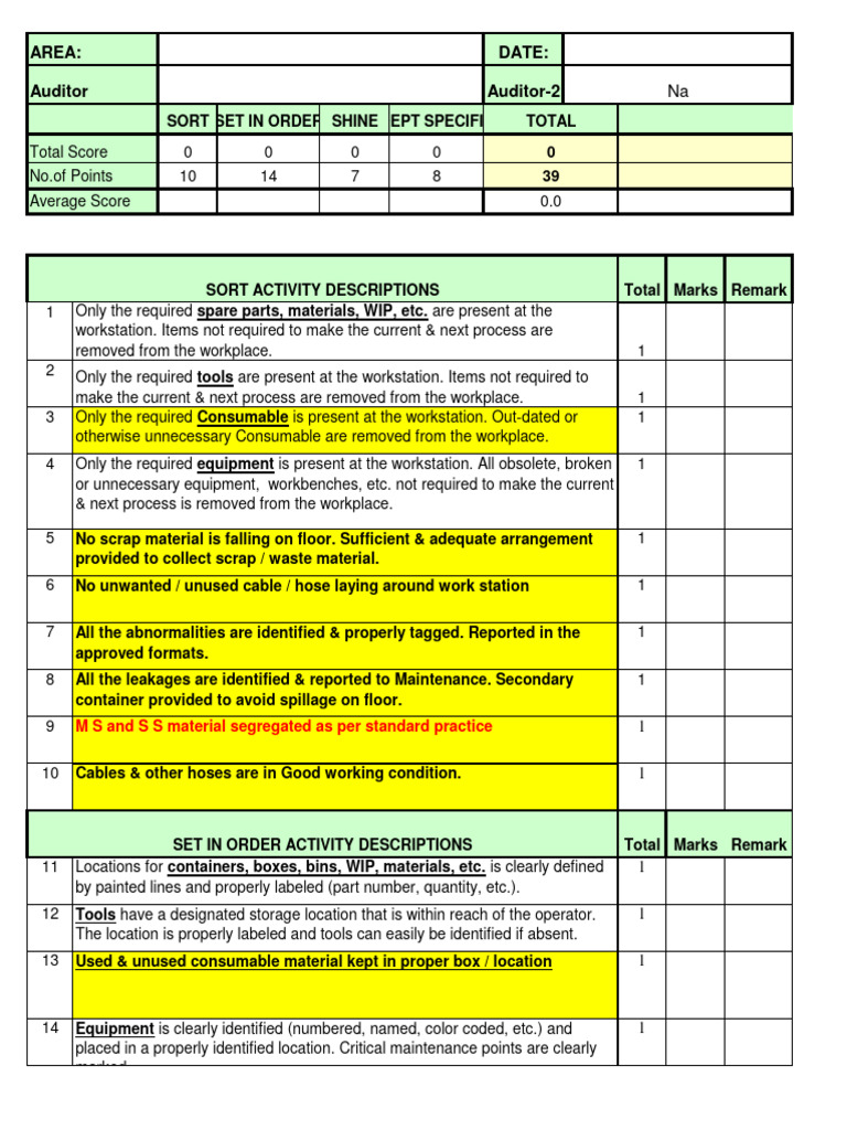 5S TPM Audit Format | PDF