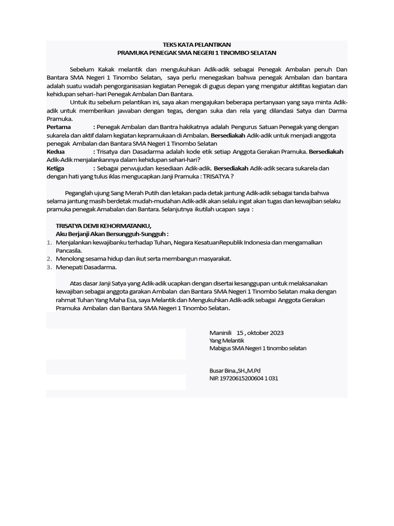 Teks Kata Pelantikan | PDF